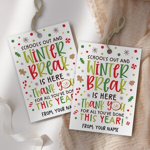 Classroom Christmas Gift Tags, Printable Holiday Tags, Thank You ...