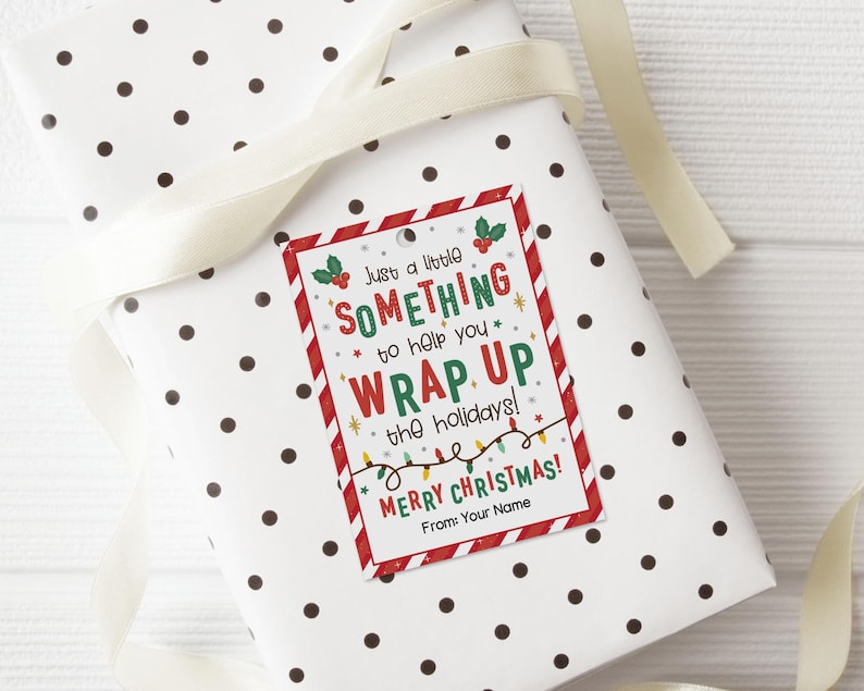 Christmas Gift Tags, Wrap up the Holidays Printable, Candy Cane Border ...