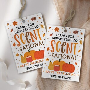 Thanksgiving Candle Gift Tags Printable, Thanks for Being so Scent ...