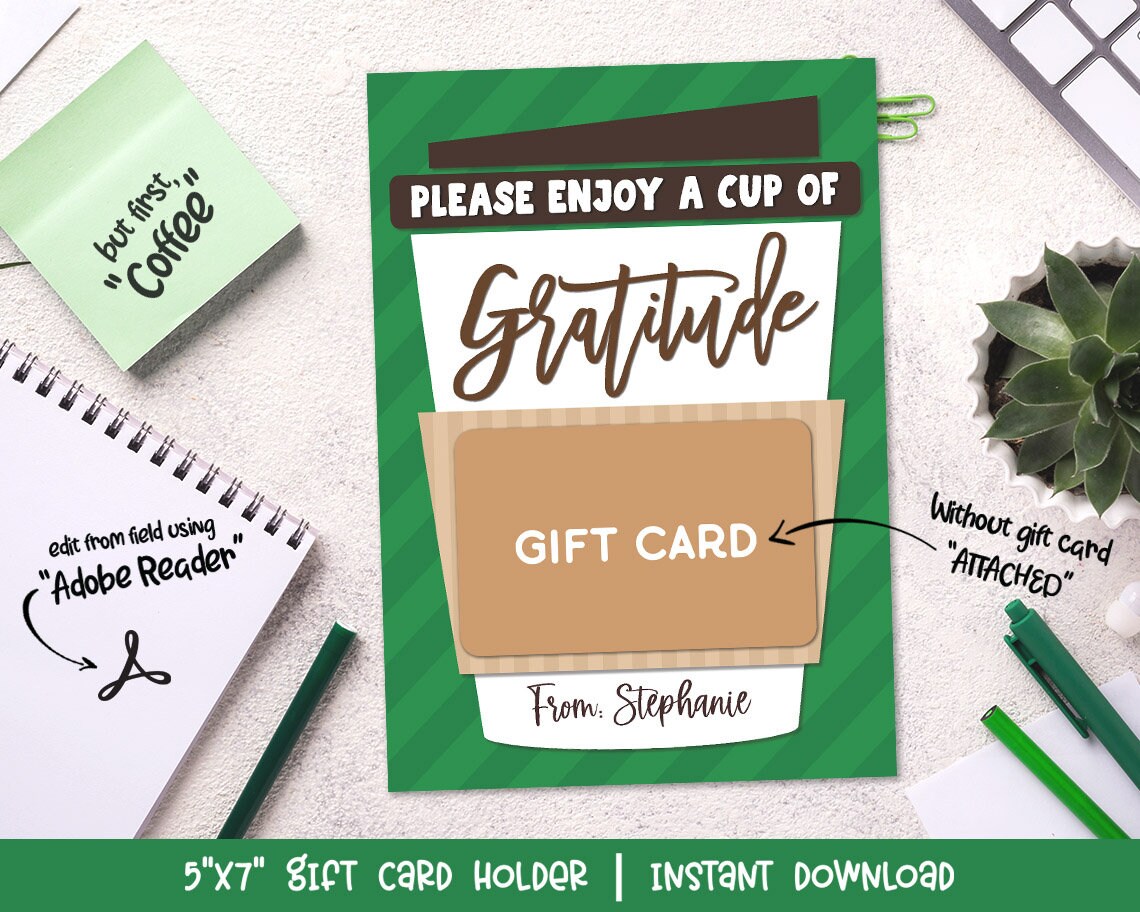 Please Enjoy a Cup of Gratitude Coffee Gift Card Holder - Etsy
