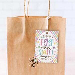 Easter Gift Tag Printable, Eggcellent Staff Gift Tag, Easter Staff ...