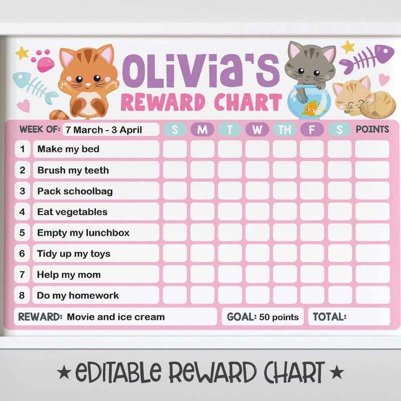 Reward Chart for Kids - Etsy