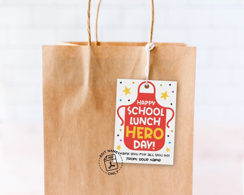 School Lunch Hero Day Gift Tag: Staff Appreciation Printable (PDF) - Etsy