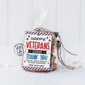 Veterans Day Gift Tags Printable: Thank You Military Service (PDF ...