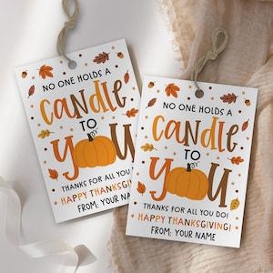 Thanksgiving Candle Gift Tags Printable, Fall Candle Candle Favor Tag ...