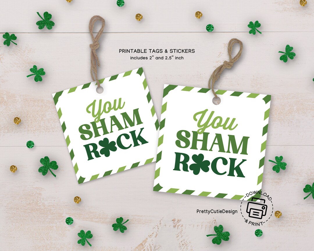 St. Patrick’s Day Gift Tags Printable, You Sham Rock Favor, Classroom ...