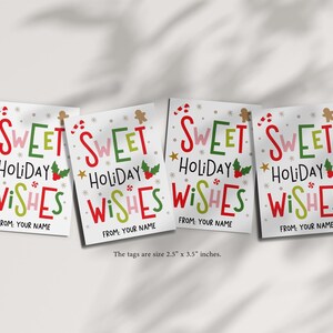 Sweet Holiday Wishes Tags, Printable Christmas Label, Candy Cookie ...
