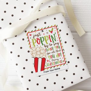 Christmas Gift Tags Printable, Popcorn Theme, Just Poppin Thank You ...