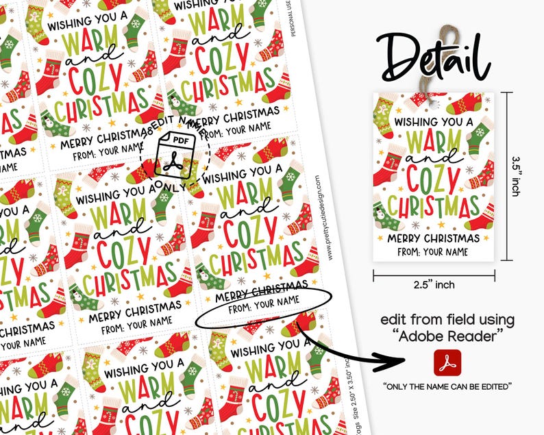 Fuzzy Socks Christmas Gift Tags Printable, Warm and Cozy Stockings ...