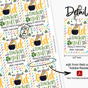 St Patricks Day We Struck Gold Teacher Staff Appreciation Tags, Happy ...