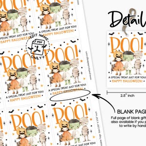 Halloween Gift Tags Printable, Boo Halloween Gift Tag, A Special Treat ...