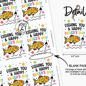 Father's Day Gift Tags Printable, Fishing You a Happy Father’s Day Tag ...