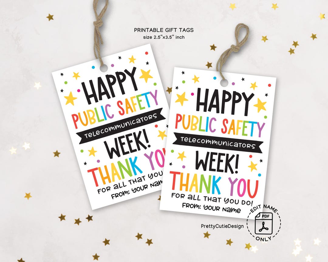 Public Safety Telecommunications Week Gift Tags Printable, Dispatcher ...