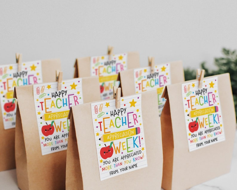 Teacher Appreciation Week Gift Tag Printable With Rainbow School ...
