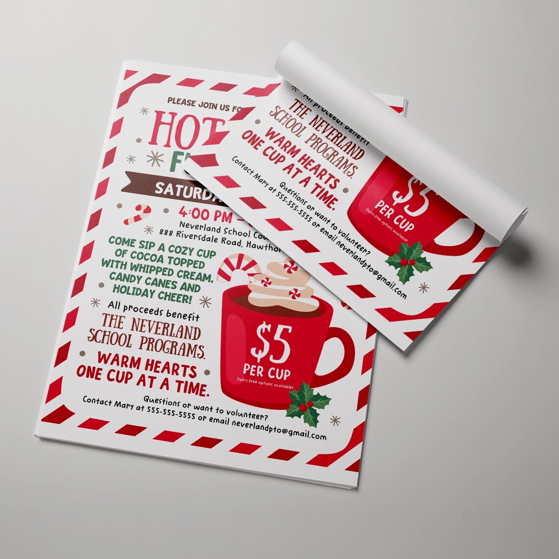 Hot Cocoa Fundraiser Flyer, Canva Template, School Holiday Event Poster ...