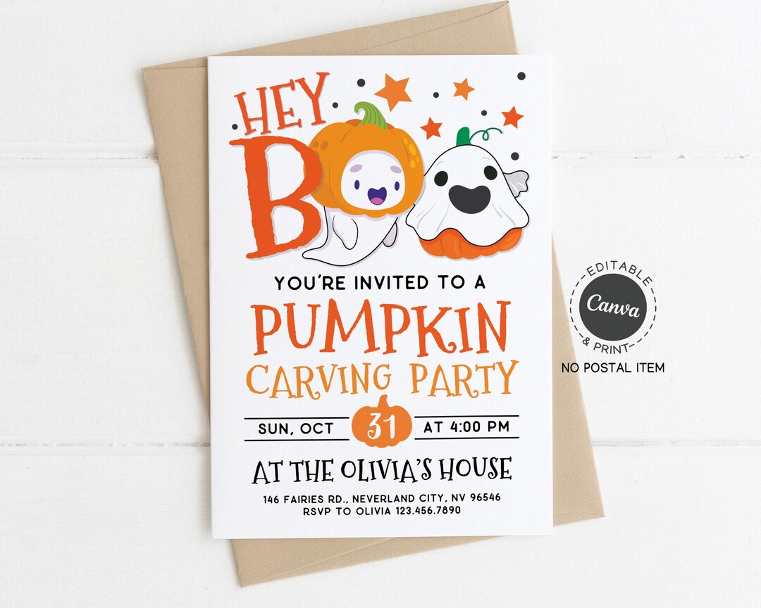 Editable Halloween Pumpkin Carving Invitation, Digital Party Invite ...