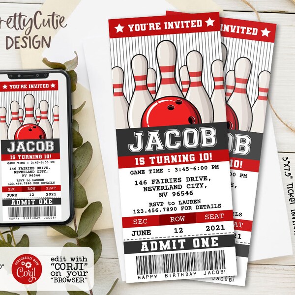 Teen Bowling Party Invitations - Etsy