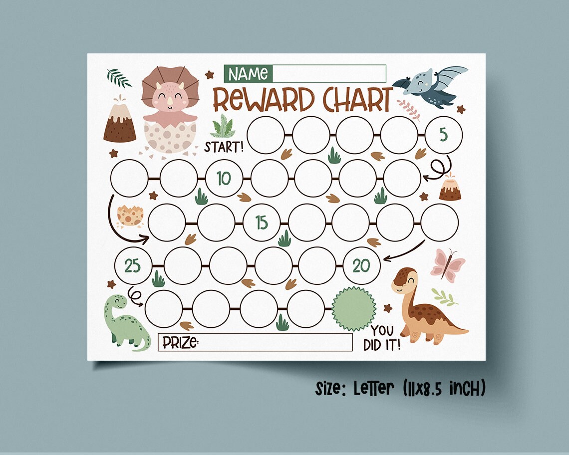 Printable Dinosaur Reward Chart for Kids (digital Download) - Etsy