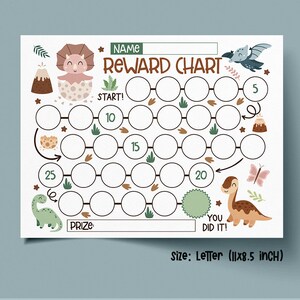 Printable Dinosaur Reward Chart for Kids, Simple Kids Reward Chart ...