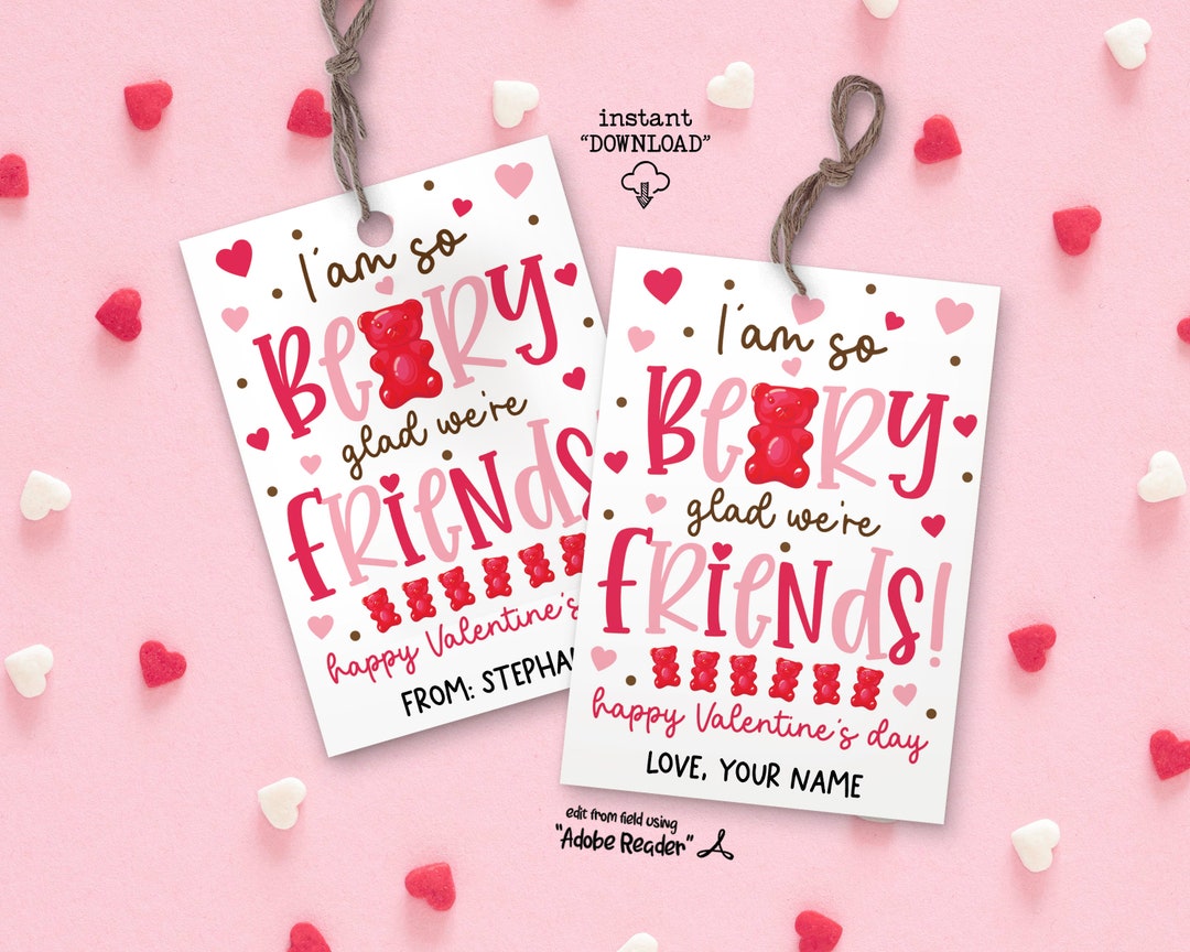 I'm so Beary Glad We Are Friends Valentine Gift Tag, Gummy Bear ...