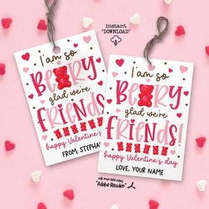I'm so Beary Glad We Are Friends Valentine Gift Tag, Gummy Bear ...
