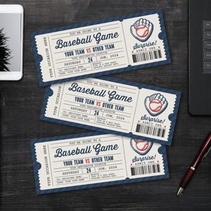 Baseball Game Ticket Gift Template, Baseball Gift Certificate Birthday ...
