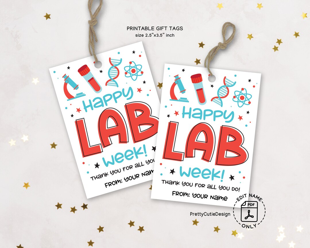 Happy Lab Week Gift Tag Printable, Medical Laboratory Professionals ...