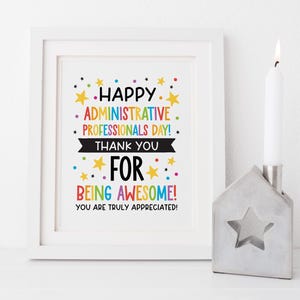 Administrative Professionals Day Sign Printable, Office Wall Art, Admin ...