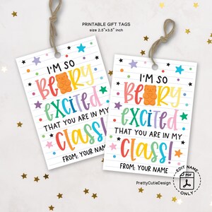 Gummy Bear Back to School Gift Tags: "beary Excited" Printable (PDF ...