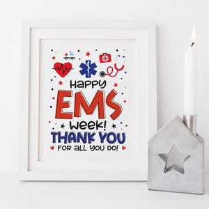 EMS Week Sign Printable, Thank You EMS Professionals Wall Art, EMT ...