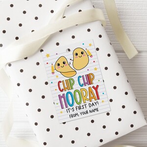 Happy First Day of School Chip Chip Hooray Tag, Back to School Tags ...