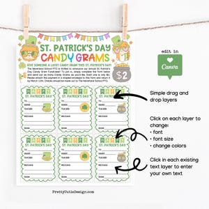 Editable St Patricks Candy Gram Fundraiser Flyer Template, St Patrick's ...