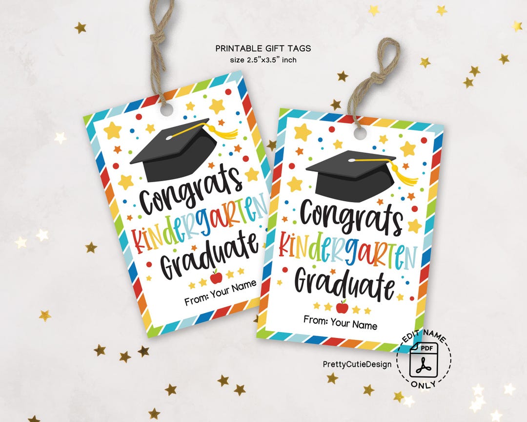 Kindergarten Graduation Gift Tag Printable, Congrats Kindergarten ...