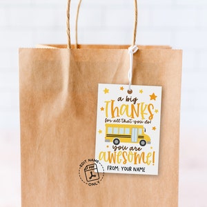 School Bus Driver Appreciation Tag Printable, Awesome Bus Driver Thank ...