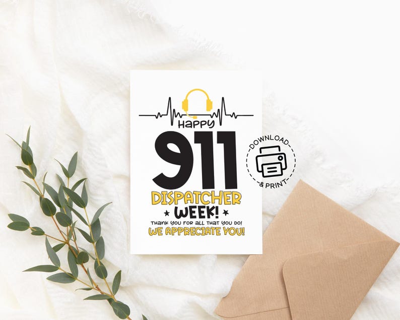 911 Dispatcher Greeting Card Printable, Public Safety Appreciation Card ...