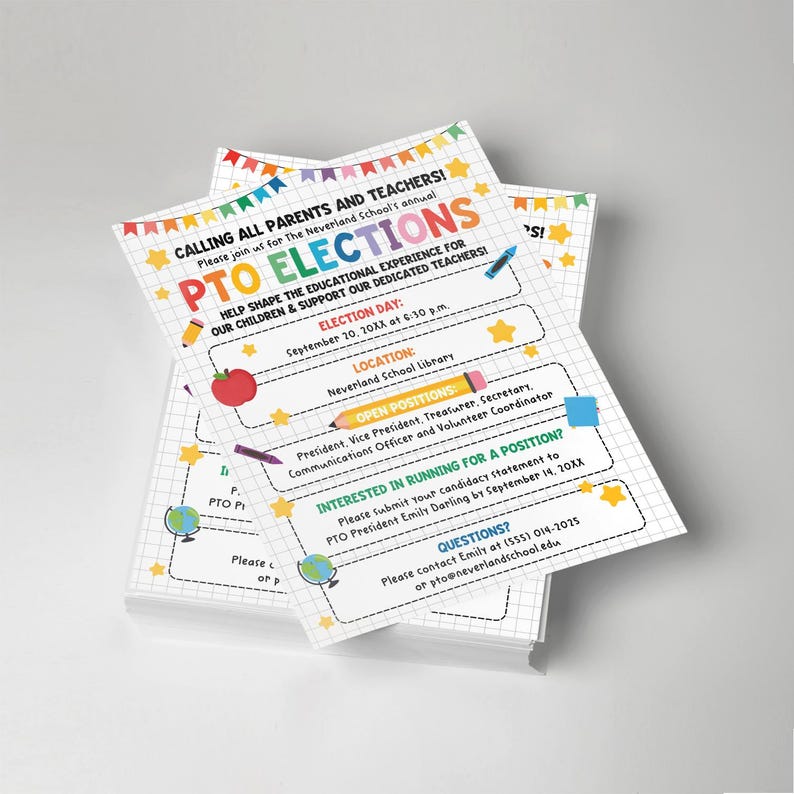 PTA PTO Elections Flyer Template, Editable Canva School Event ...