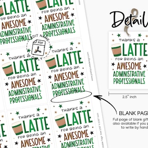 Administrative Professionals Day Gift Tags Printable, Thanks a Latte ...