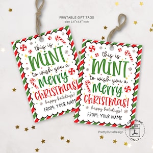 Christmas Candy Gift Tag Printable, Mint to Wish You a Merry Christmas ...