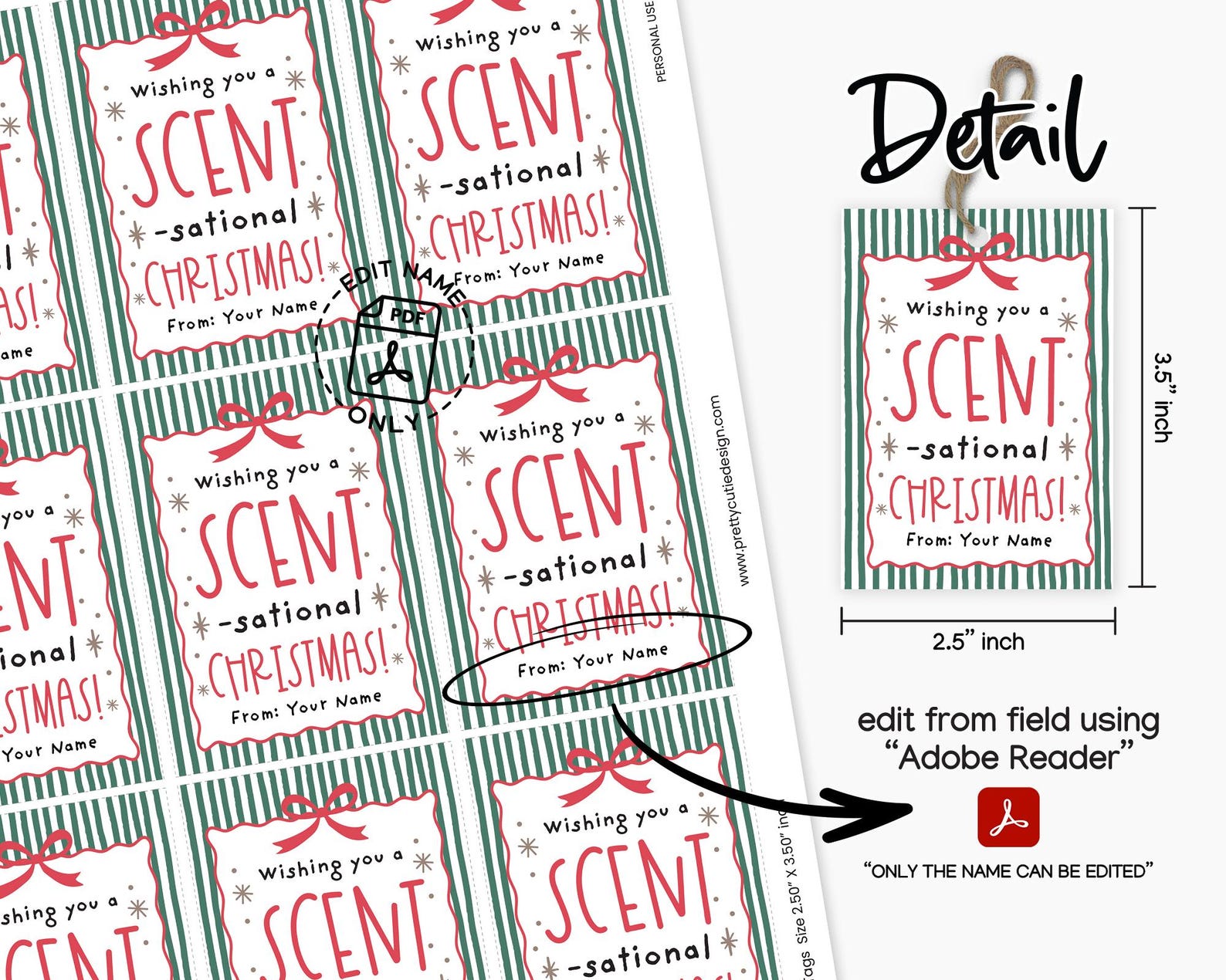Christmas Gift Tags, Scent-sational Candle Tag Printable, Holiday Bath ...
