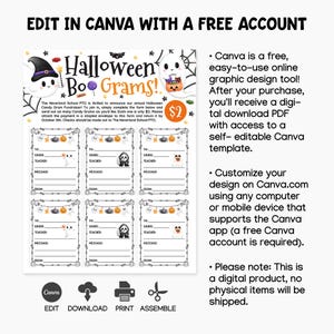 Halloween Boo Grams: School Fundraiser Template (canva Editable, PDF ...