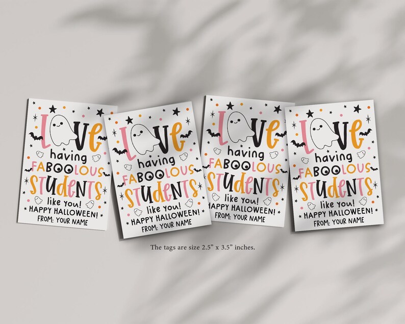Teacher Halloween Gift Tags, Faboolous Students (printable) - Etsy