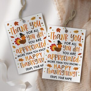Thanksgiving Gift Tags Printable, Thankful Goodie Bag Tags, Happy Fall ...