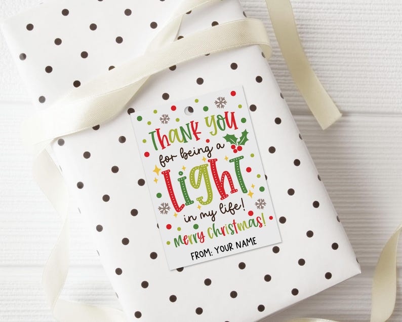 Christmas Candle Gift Tags Printable, Light in My Life, Holiday Thank ...