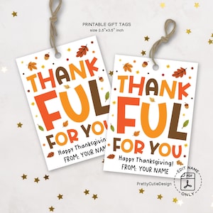 Thanksgiving Gift Tags Printable, Thankful for You Teacher and Staff ...