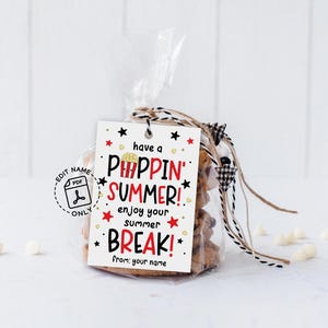 Poppin’ Summer Gift Tags, Last Day of School Printable, Popcorn Theme ...