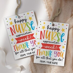 Nurse Appreciation Week Gift Tags Printable, Happy Nurses Week Tags ...