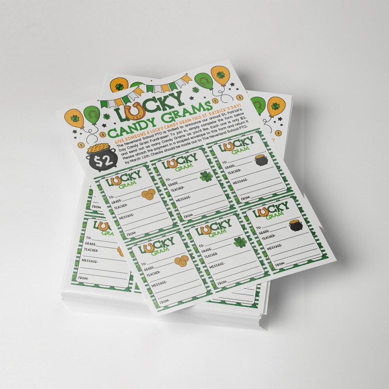 St Patricks Candy Gram Fundraiser Flyer Template, Editable St Patrick's ...