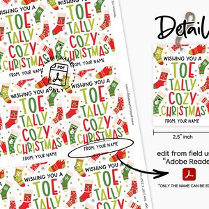 Christmas Gift Tags Printable, Toe Tally Cozy Socks Theme, Holiday ...