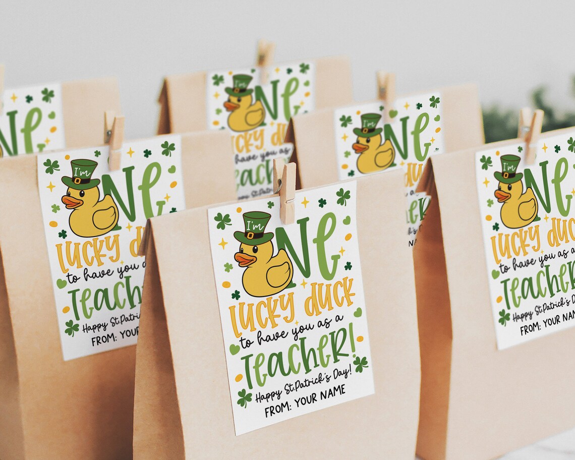 One Lucky Duck St Patricks Day Tag, Rubber Duck Tags, Happy St Patricks ...