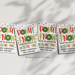 Printable Christmas Donut Cake Gift Tags, Donut Know What We Would Do ...